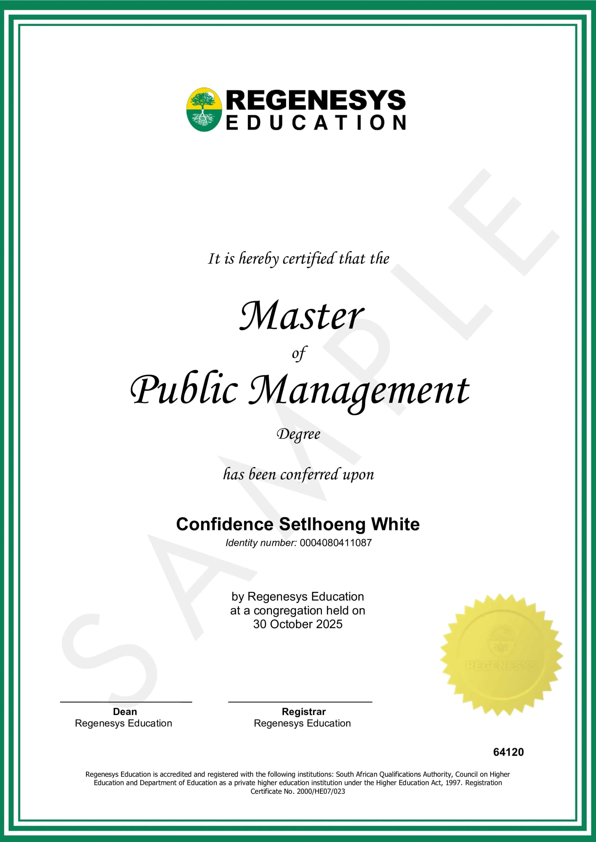 Master of Public Management (MPM) Degree Course